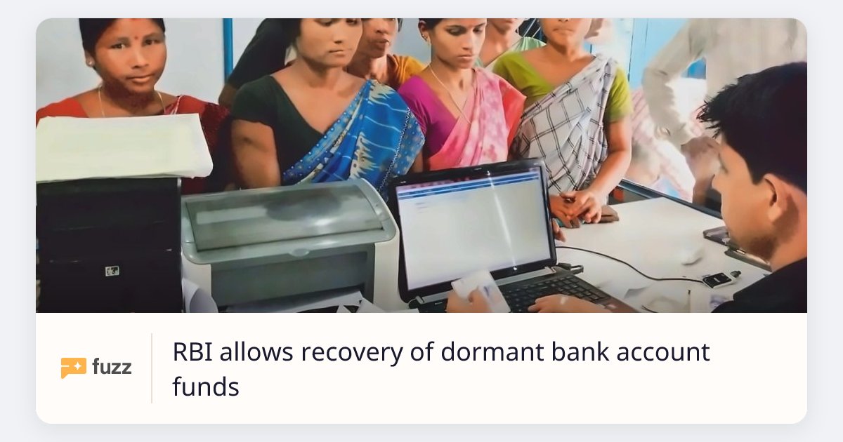 RBI allows recovery of dormant bank account funds